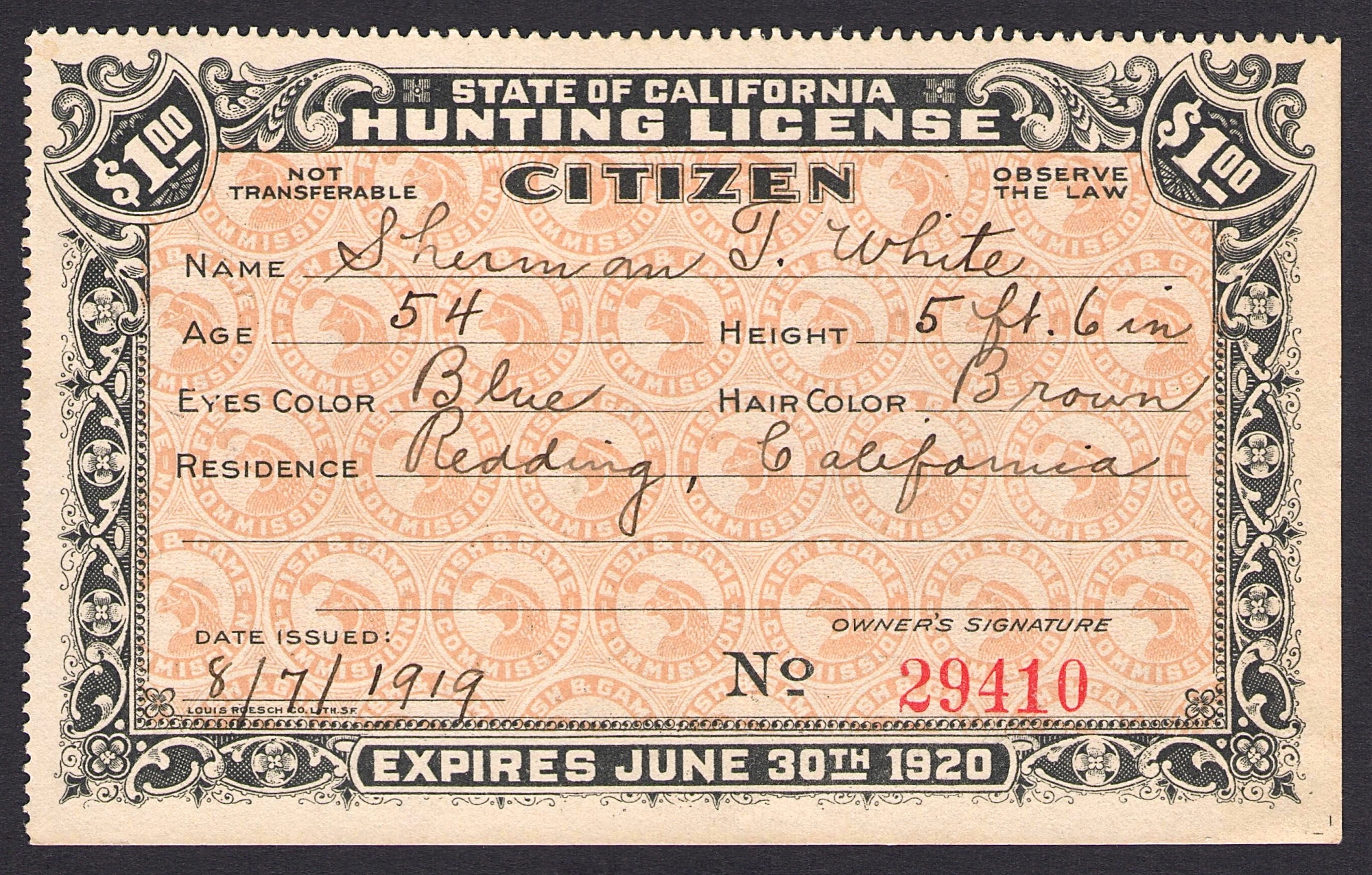 1918 1919 CA Hunting licenses (2) - Waterfowl Stamps and More