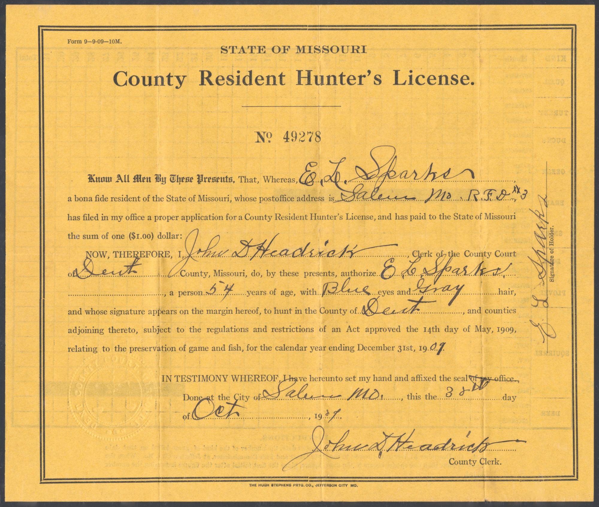 1906 – 1938 Missouri Hunting & Fishing Licenses - Waterfowl Stamps and More